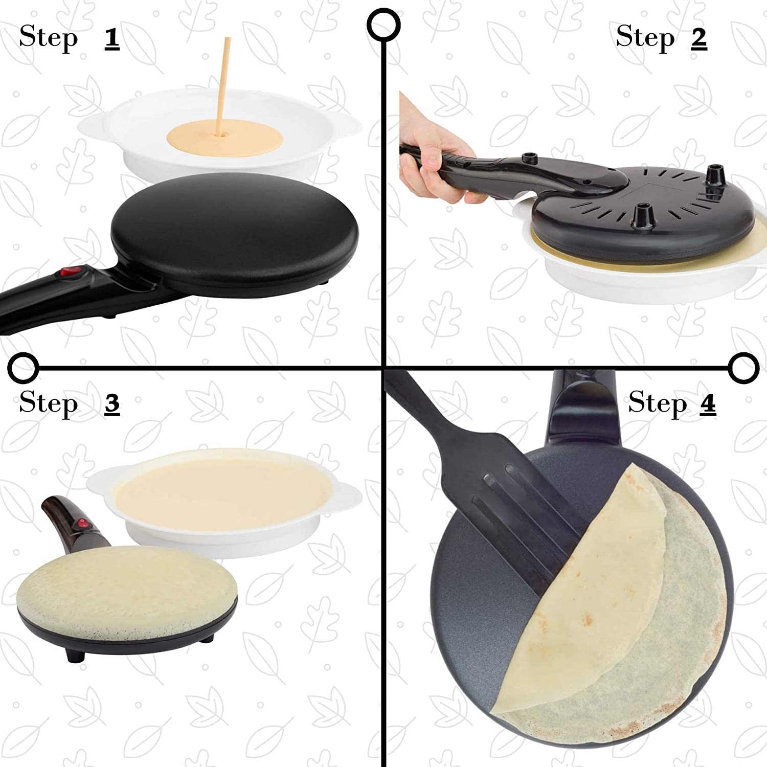 Moss & Stone Electric Crepe Maker With Auto Power Off, Portable Crepe ...