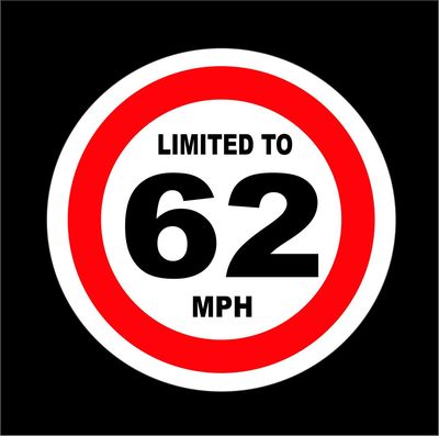 LIMITED TO 62 MPH speed restriction sticker choice of 3 sizes vehicle ...