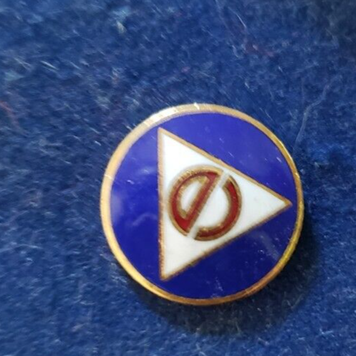 Gold Tone Metal Enamel E Lapel Pin Triangle Vintage Award or Membership ...