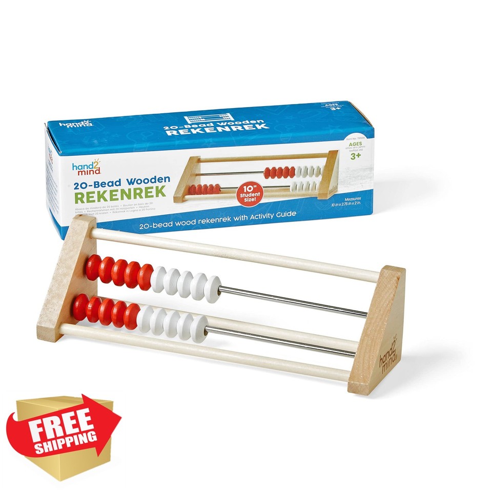 hand2mind 20-Bead Wooden Rekenrek Abacus Math Counters Kids Homeschool ...