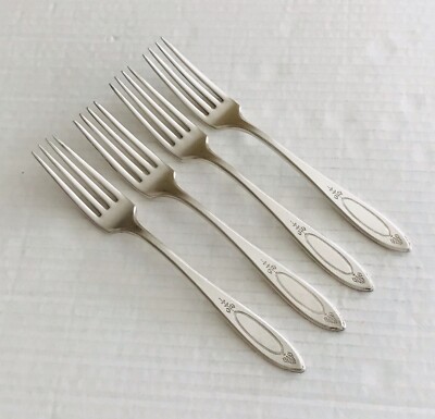 Oneida Community Silverplate 1917 Adam 4 Dinner Forks Flat Handle 7 3/4 ...