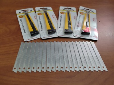 LOT OF 4 Utility Knife Box Cutter Retractable Snap Off Razor Tool W/ 20 ...
