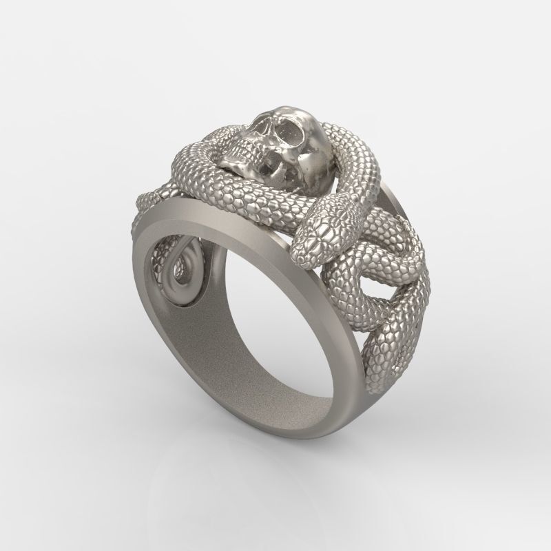 Excellent crafted Men's Dead Outlaw Ring Skull and Snake In 925 ...