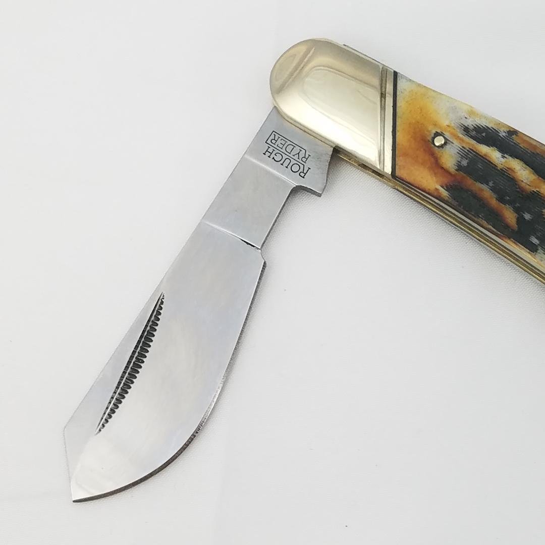 Rough Ryder Cotton Sampler Cinnamon Stag Bone Folding Pocket Knife 2426 ...