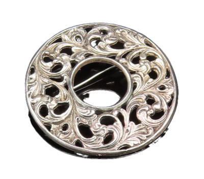 TINN NORWAY 925 Silver Vintage Round Openwork Leaf Swirl Brooch Pin ...