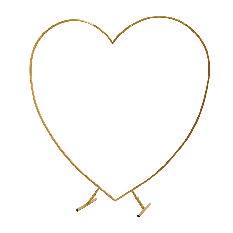 210cm(6.89ft) Heart Shaped Gold Metal Balloon Arch Stand Frame Display ...