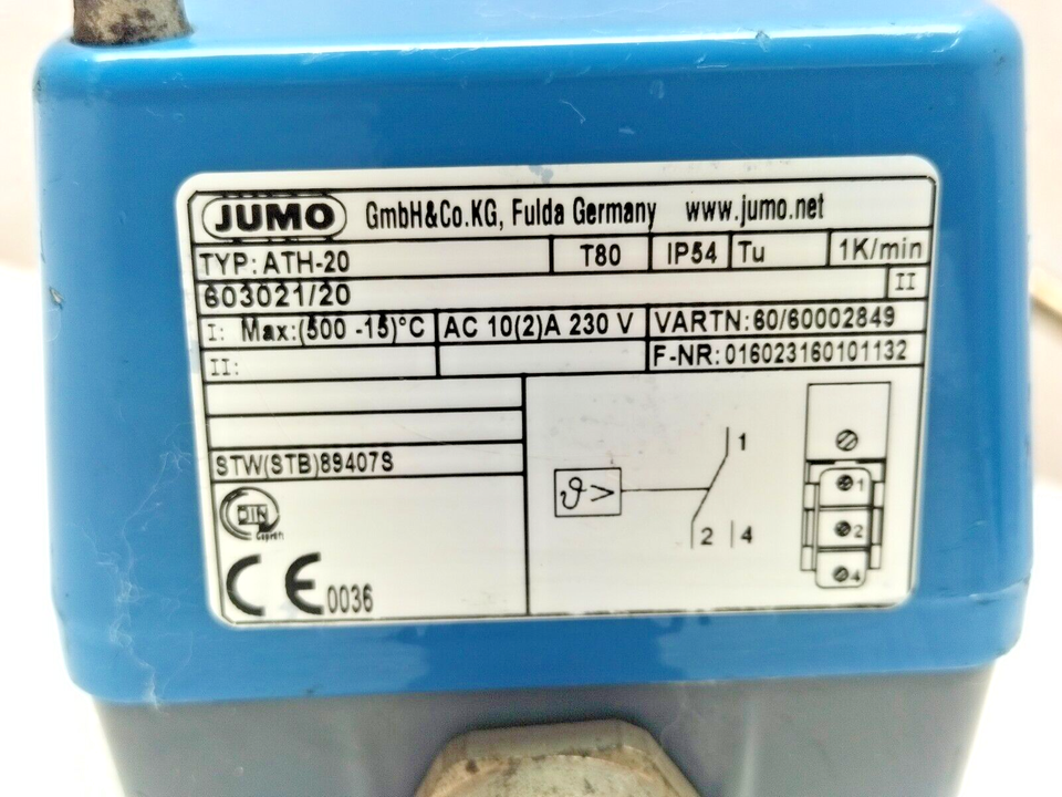 JUMO ATH-20 THERMOSTAT 603021/20 IP54 500°C MAX. | eBay