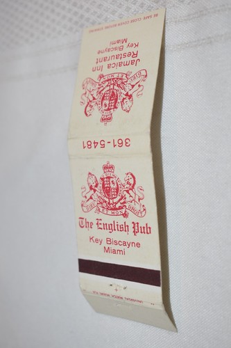 The English Pub Key Biscayne Miami Florida 20 Rear Strike Matchbook ...