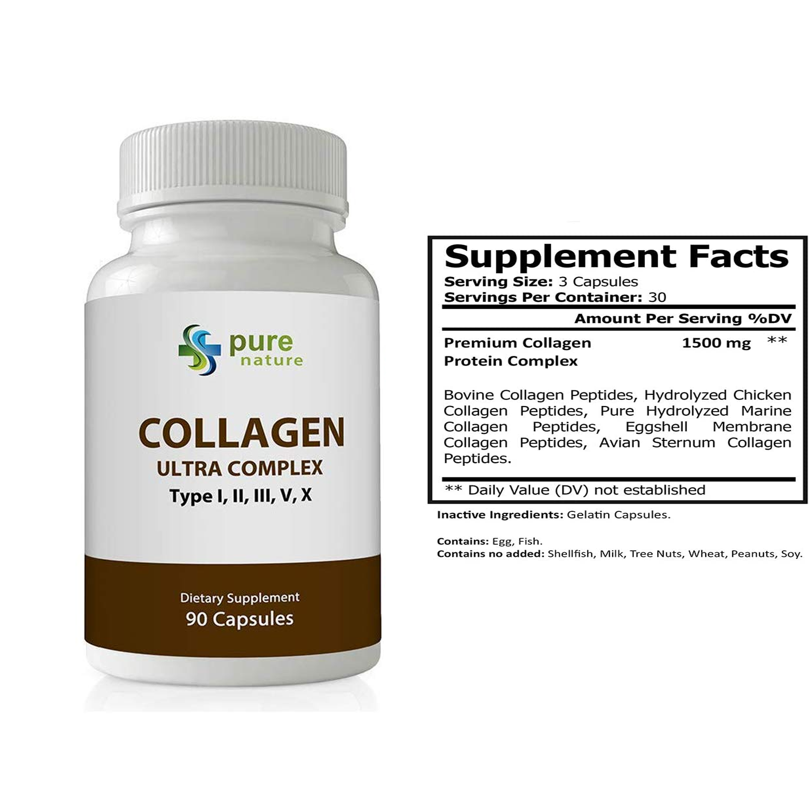 PureNature Collagen Ultra Complex Types I, II, III, V & X - 90 Capsules ...