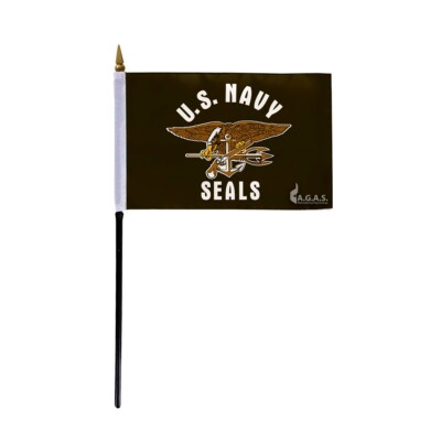 AGAS U.S. Navy Seals Military Stick Flag-4"x6" - Small - 11" Pole-200D ...