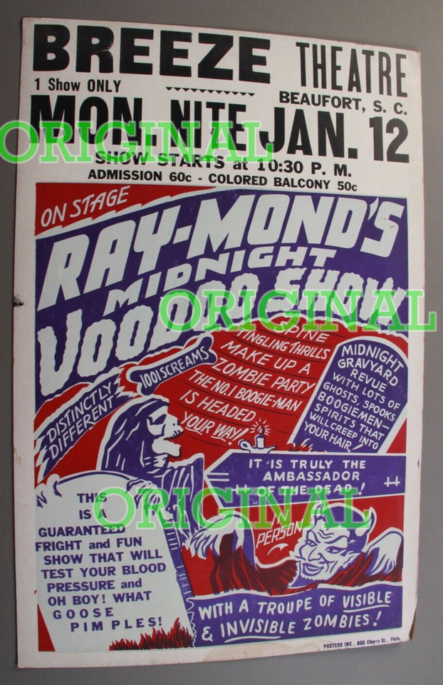 Magic POSTER original RAY-MOND MIDNIGHT VOODOO SPOOK HORROR SHOW ...