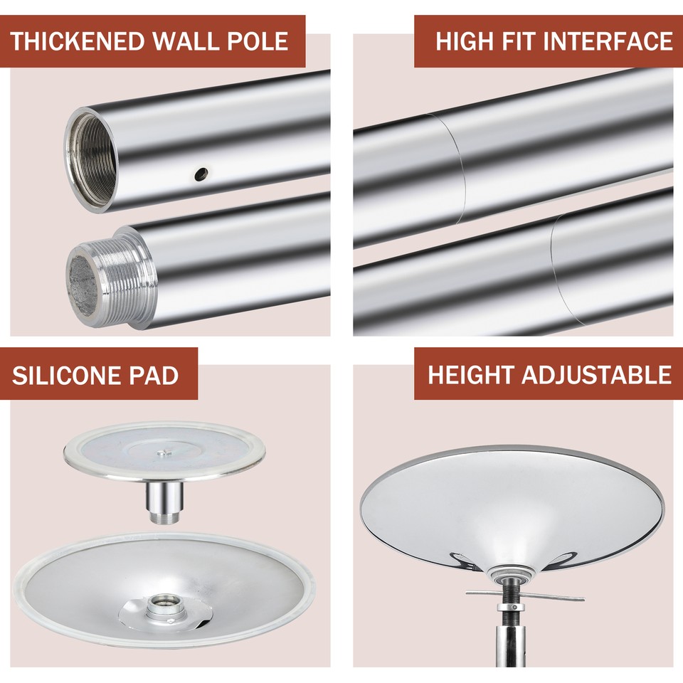 Height Adjustable Spinning Static Removable 45mm Dancing Pole Fitness ...