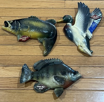 Set Of 3! Vintage GRAIN BELT Beer Large Chalkware Advertising Bar Signs ...