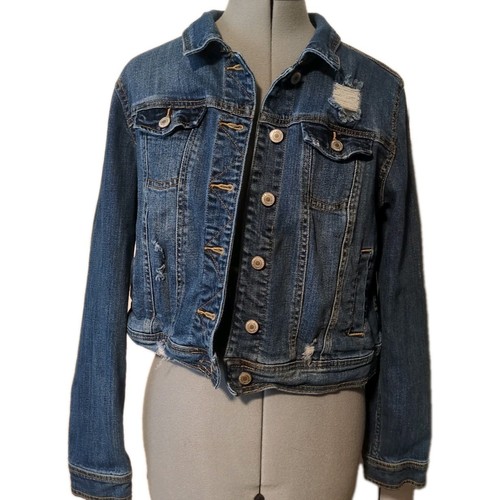 Mossimo Juniors Denim Jacket Medium M Distressed Blue | eBay