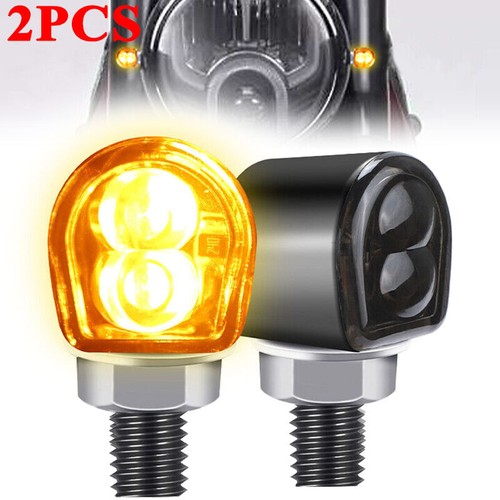 2PC LED Motorcycle Turn Signal Indicator Amber Blinker Light Mini Lamp ...