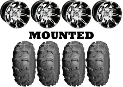 Kit 4 ITP Mud Lite XL Tires 28x10-12/28x12-12 on Moose 387X Machined ...