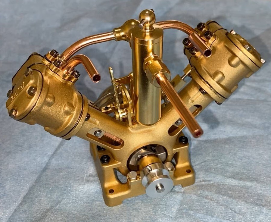 R.W. 2-Cylinder V2 Retro Steam Model Engine for 50cm+ RC Steam Boats ...