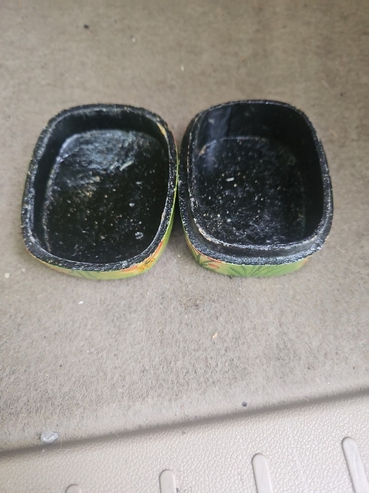 Vintage India Hand Painted Floral Lacquered Paper Mache Lidded Trinket ...