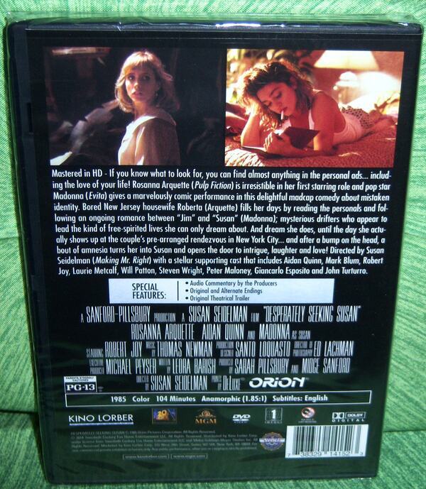 NEW KINO ROSANNA ARQUETTE MADONNA DESPERATELY SEEKING SUSAN MOVIE DVD ...