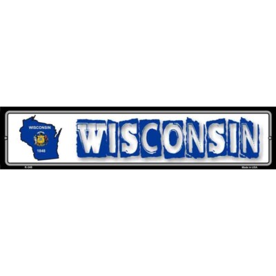 Wisconsin State Outline 4"x18" metal street sign plaque Home Door ...