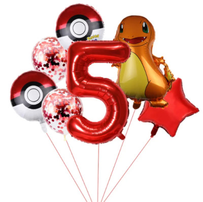 7pcs Pokmn Charmander Balloon Party Decoration Supplies Birthday Party ...