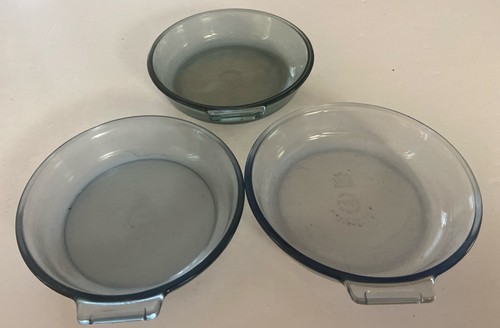 Vintage Lot Of 3 Pyrex Blue Flameware Skillets 7 In. 817-B Please Read ...