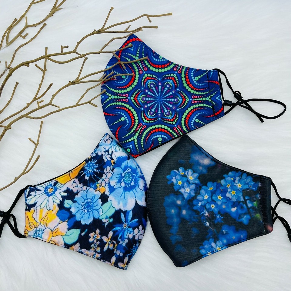 [3 PACK] Face Masks FASHION Polyester/Cotton Triple-Layer Washable - US ...