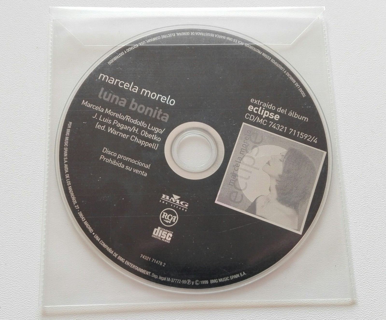 MARCELA MORELO 'Luna Bonita' CD Single Promo 1999 Eclipse Thalia | eBay