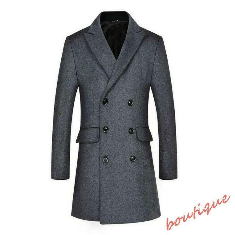 Men's Wool Blend Coat Winter Business Dress Formal Parka Overcoats Slim ...