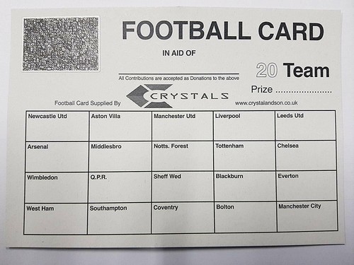 FOOTBALL SCRATCH CARDS 20 TEAM - FUNDRAISING - PACK OF 25 CARDS ...