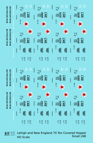 K4 HO Scale Decals Lehigh and New England 70 Ton Covered Hopper Black ...