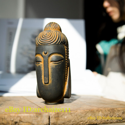 Chinese Iron Rust Cast Faceless Buddha Head Statue Buddha Shakyamuni ...