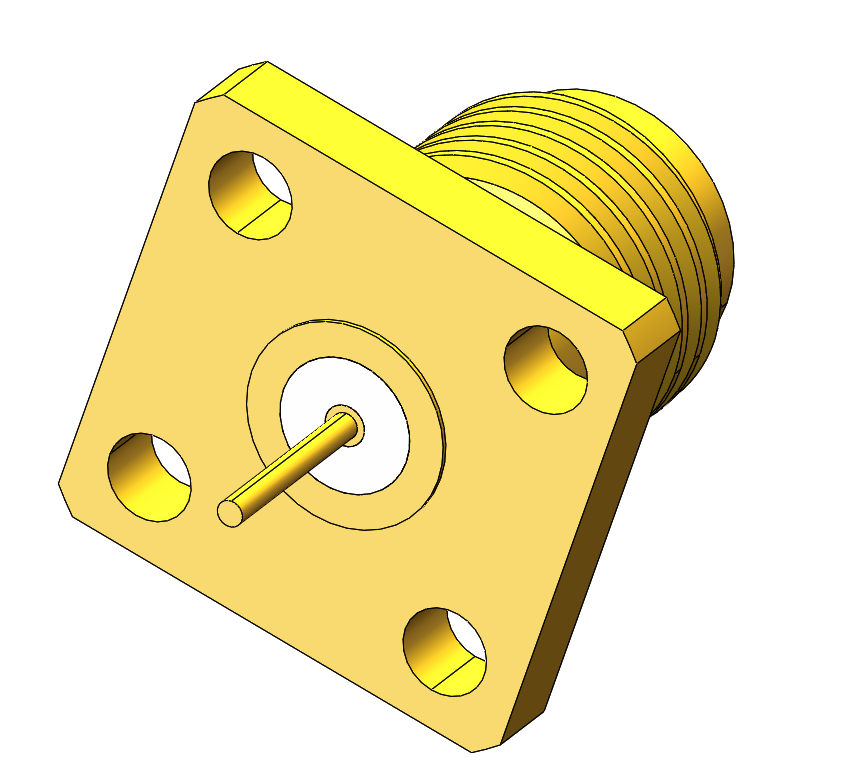 SMA female RF connector, air line through-wall connector Brass (gold ...