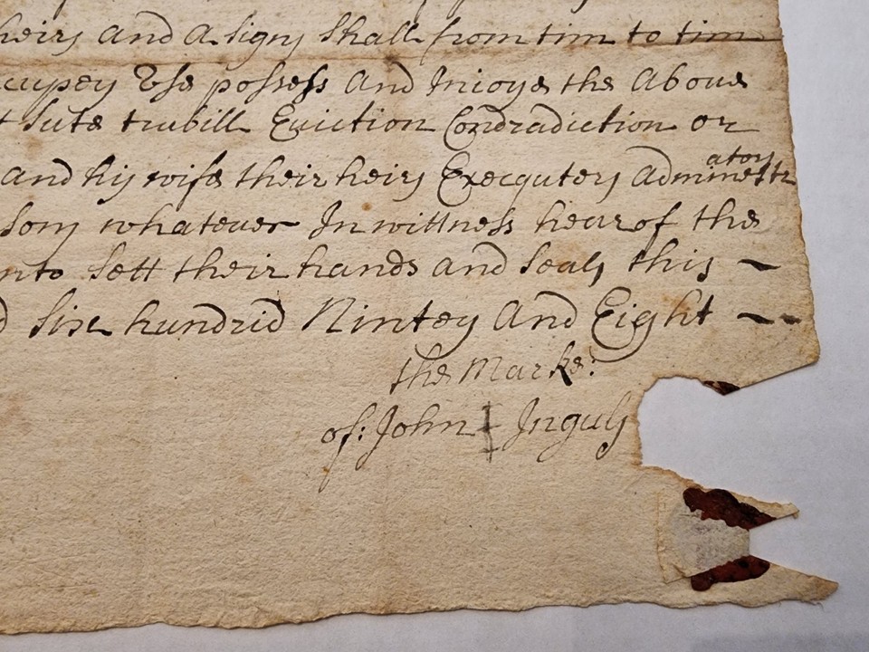 1698 SALEM WITCH Trials JUDGE “Jonathan Corwin” SIGNED Lynn (MA) Deed ...