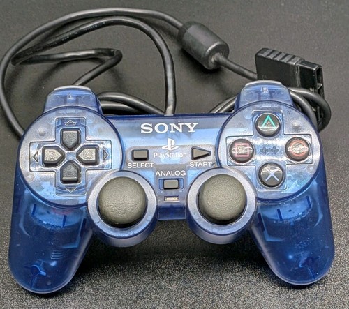 Sony PlayStation 2 PS2 Ocean Blue Clear Controller DualShock SCPH-10010 ...