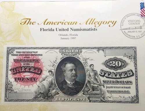 Show Cancelled Souvenir BEP Card- FUN 1997 Show 1886 $20.00 Silver ...