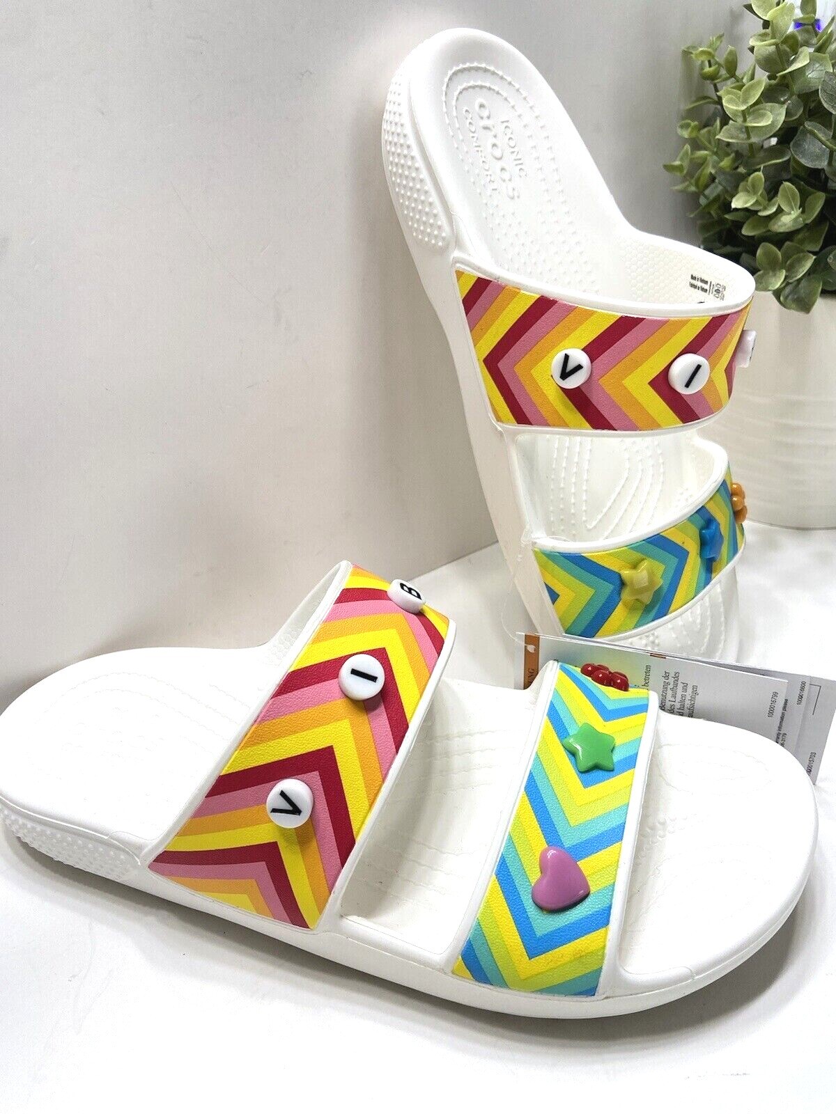 NEW Crocs Classic Removable Jujubitz Women's Slide Sandals Choose Color ...