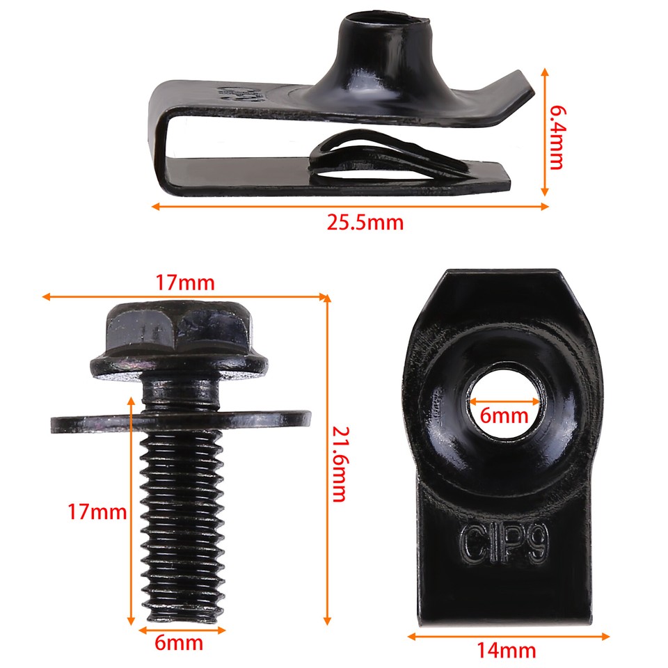 For BMW Body Bolts U-nut Clips - M6 Engine Under Cover Splash Shield ...