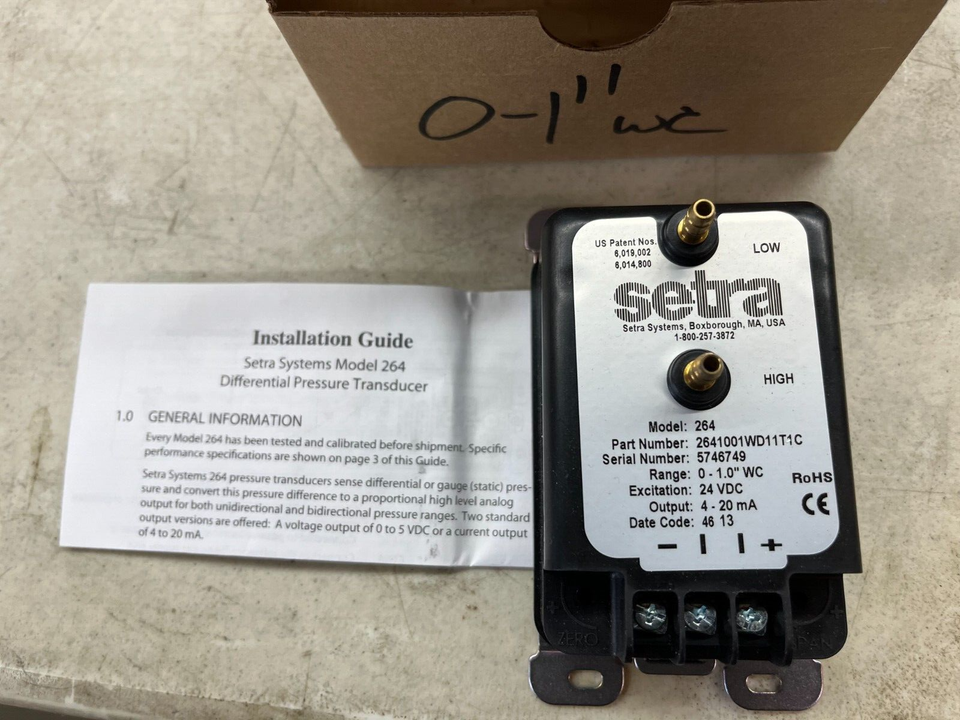 SETRA C264 LOW DIFFERENTIAL PRESSURE TRANSDUCER | eBay