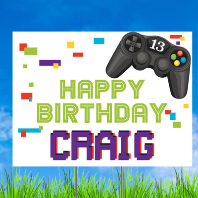 Video Game Party Personalized Party Yard Sign, Gamer Outdoor Party Sign ...