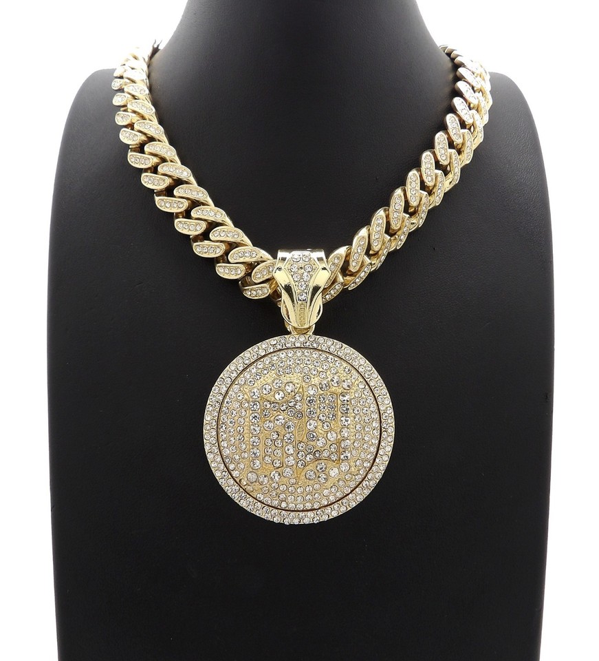 TEKASHI 69 6IX9INE SPINNING PENDANT LAB DIAMOND GOLD CUBAN LINK CHAIN ...
