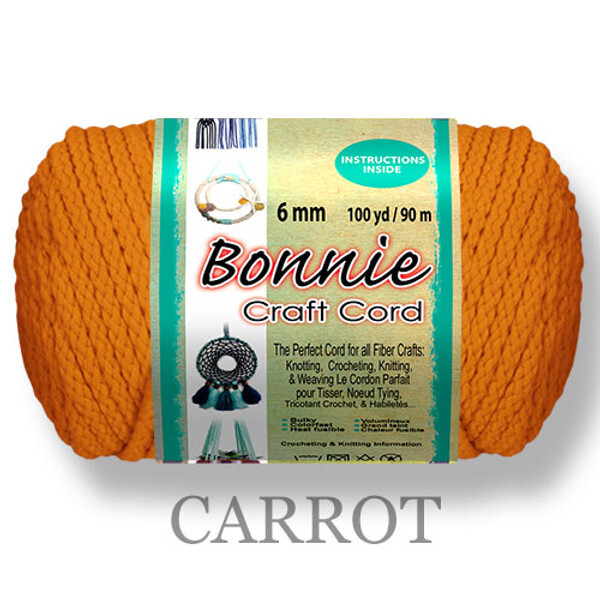 6MM Macrame Cord Bonnie Braid yarn rope 100yd rolls fusible colorfast ...