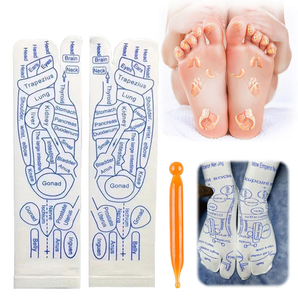 Acupressure Reflexology Socks Foot Acupoint Socks With Massage Stick LO ...