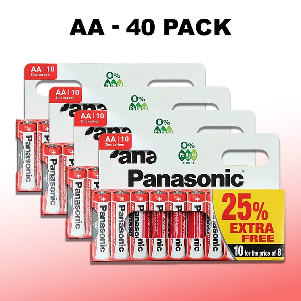 AA AAA PANASONIC ZINC CARBON BATTERIES PACK 10 20 30 40 R6 R03 LONG ...