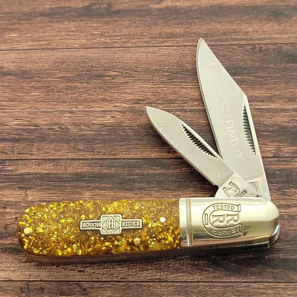 Vintage Rough Rider GOLD Barlow Folding Pocket Knife | eBay