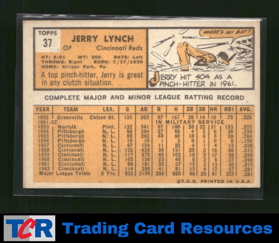 1963 Topps #37 Jerry Lynch | eBay