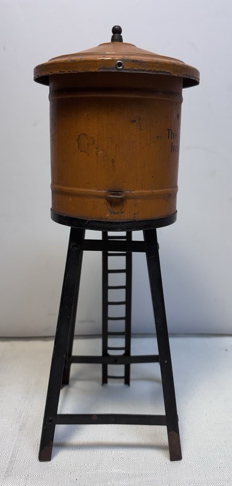 Vintage pre-war Ives Railway Line orange & black tin Water Tower, 9 ...