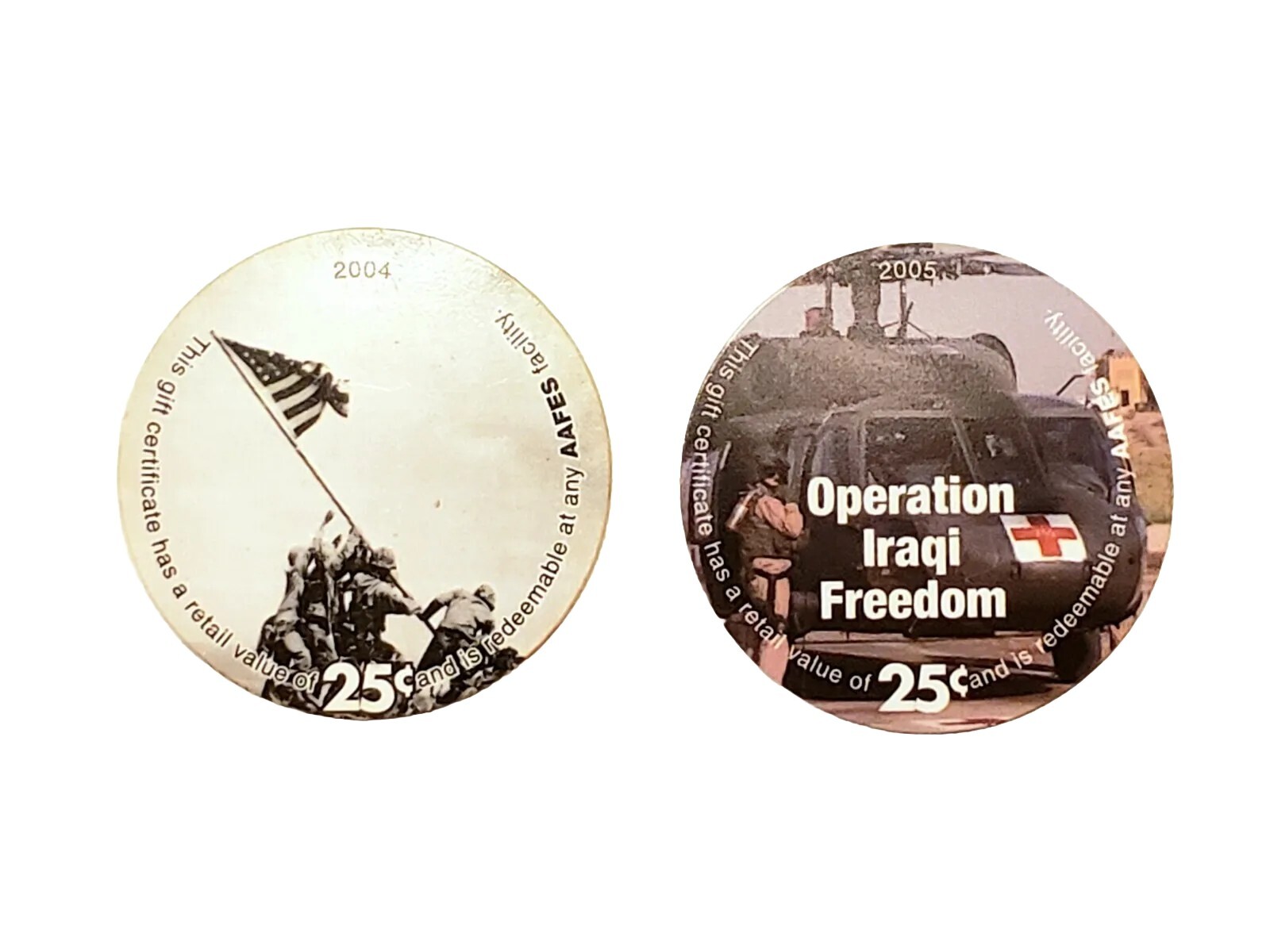 2 AAFES Pogs 2004 2005 U.S. ARMY Money | eBay