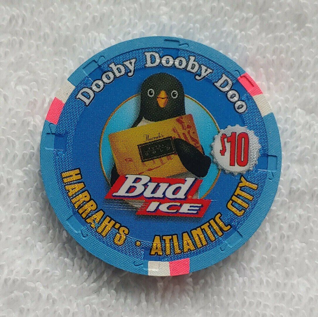 Harrah's Atlantic City $10 Bud Ice Penguin Chips - Matching Numbers | eBay