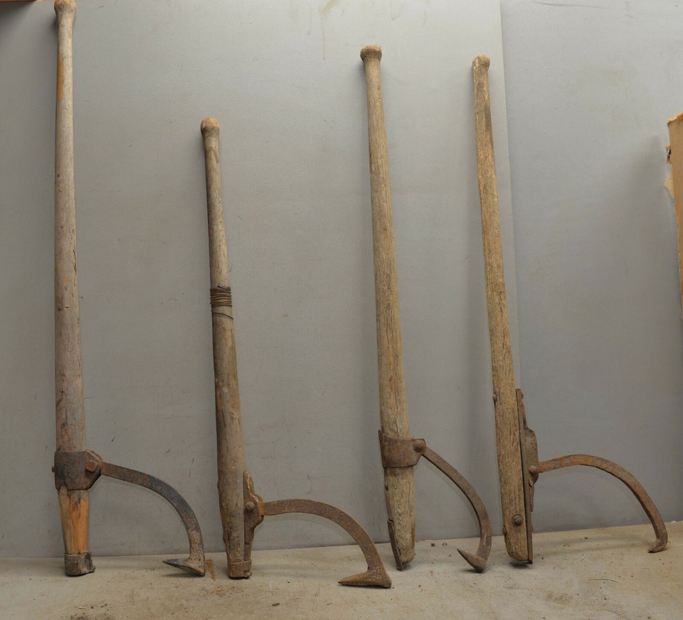 4 antique cant hook lumber log tool logging pick up hooks collectible ...